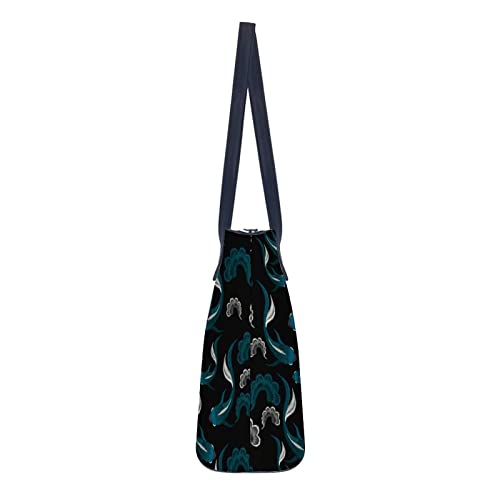 Beautiful Ethnic Koi Fish Women's Tote Bag PU Leather Shoulder Bag Handbags Purse For Work Shopping Travel
