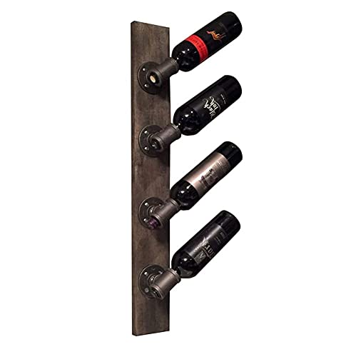 Creative Simplicity Vintage Bottle Holder Vintage Wooden Bar Holder Floating Shelves Metal Storage Organizer Wall Mount Creative Simplicity Wine Rustic Rack Decorative Design (4 Bottle Holder), PIBM