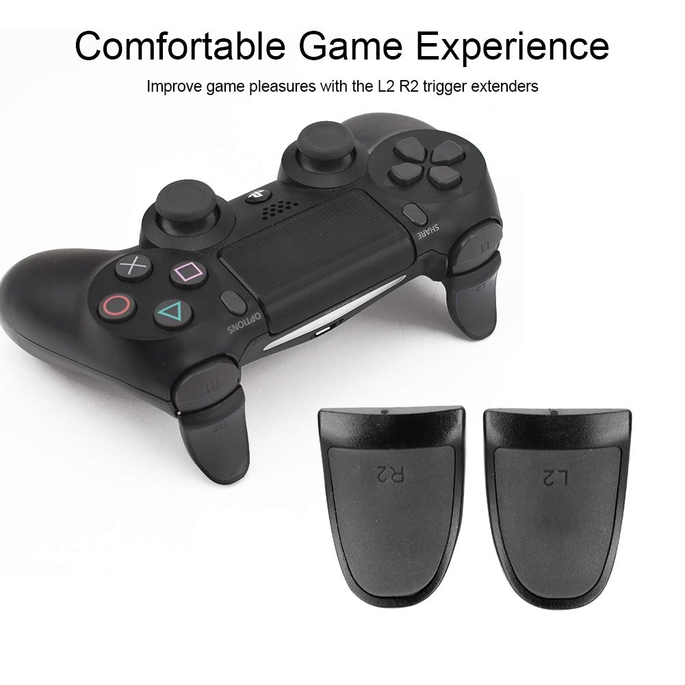L2 R2 Controller Extenders, Soft Buttons Extenders for PS4 Controller, 4 Accessories(Black)