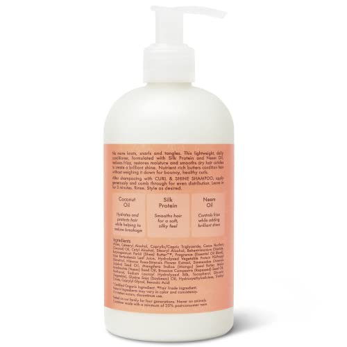 SheaMoisture Coconut and Hibiscus Curl & Shine Conditioner with Silk Protein & Neem Oil 13 oz - Thick, Wavy & Curly Hair - Value Double Pack - Qty of 2
