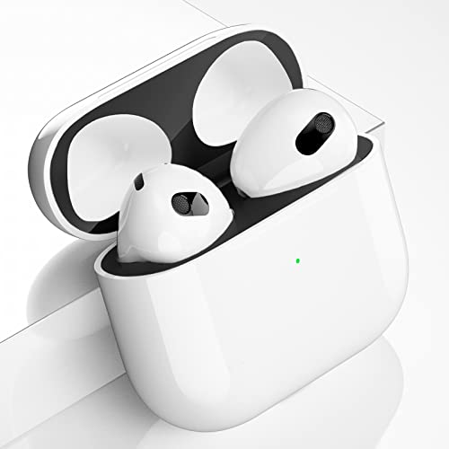 Johncase 2 Sets Dust Guard Sticker Compatible with AirPods Cases 3rd Generation (Black)