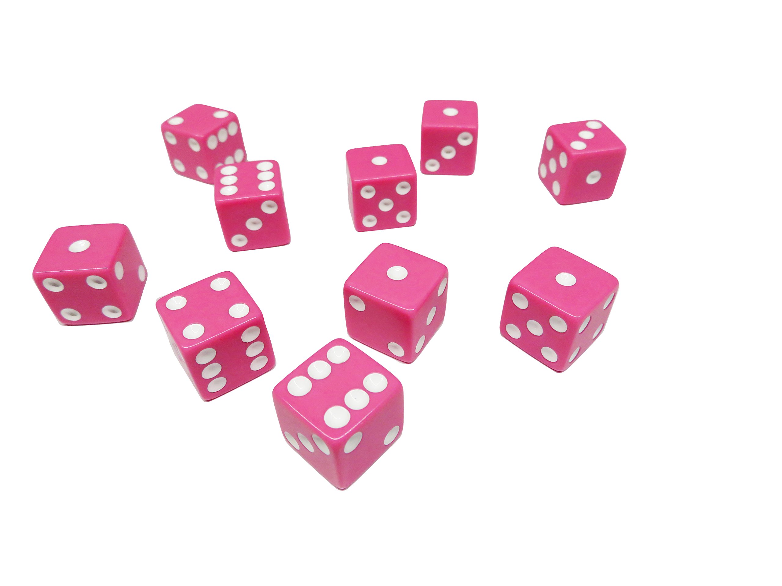 Hobby Monsters 10 Piece Pink 16mm Game Dice with White Pips