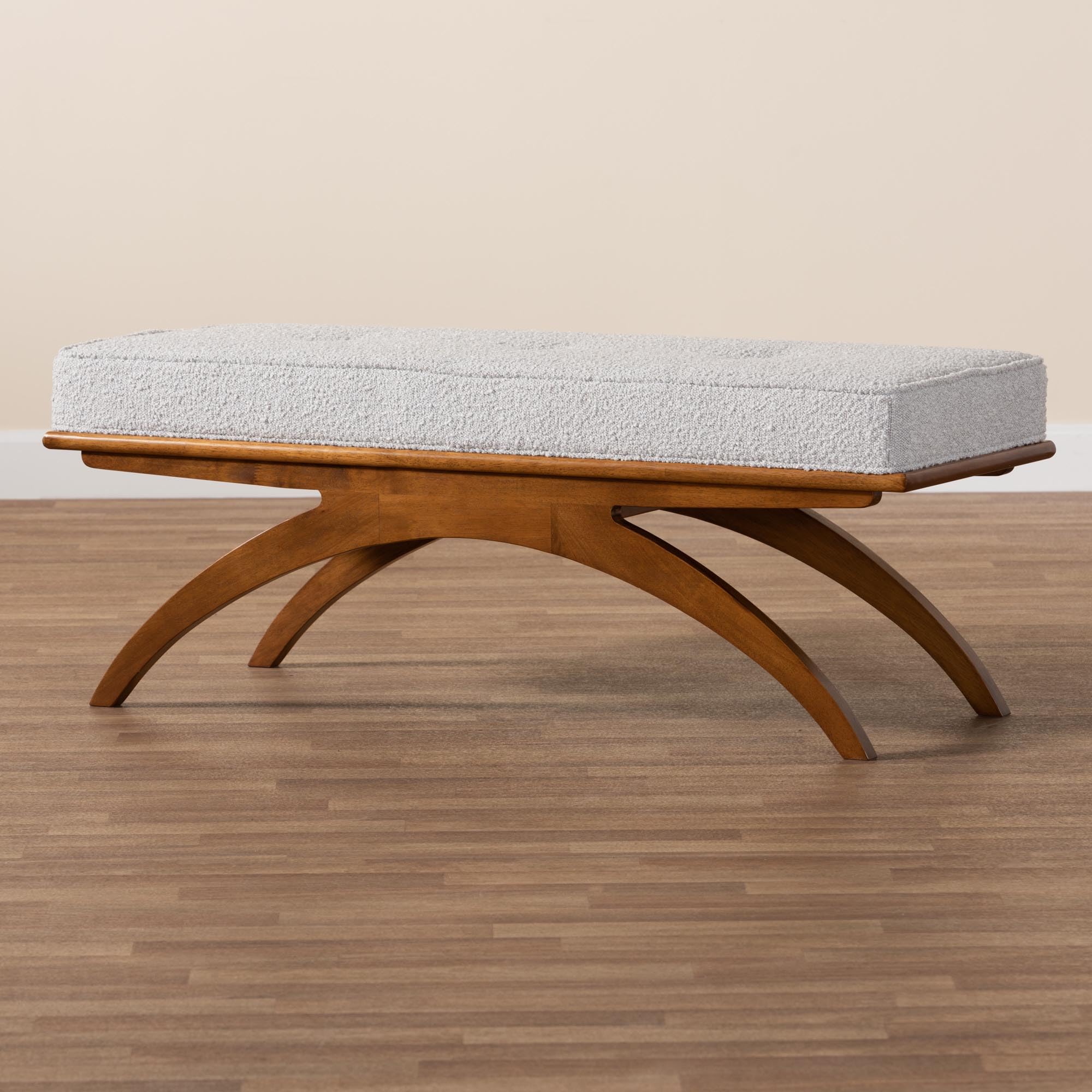 Baxton Studio Orella Bench & Banquette, One Size, Light Grey/Walnut Brown
