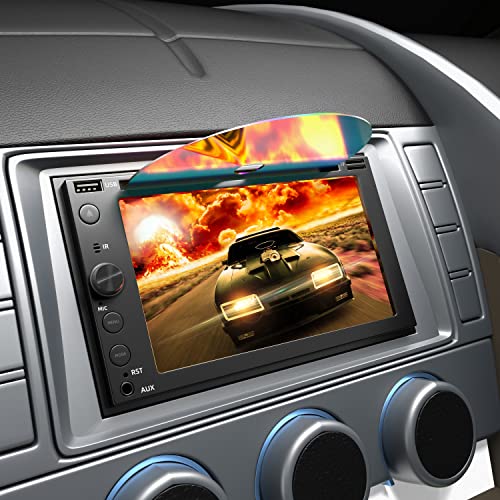 Double Din Car Stereo with CD/DVD Player Apple Carplay & Android Auto, 7 Inch Car Radio with Bluetooth and Backup Camera, Touch Screen, Mirror Link, Steering Wheel Control, USB/TF/AUX Input, AM/FM