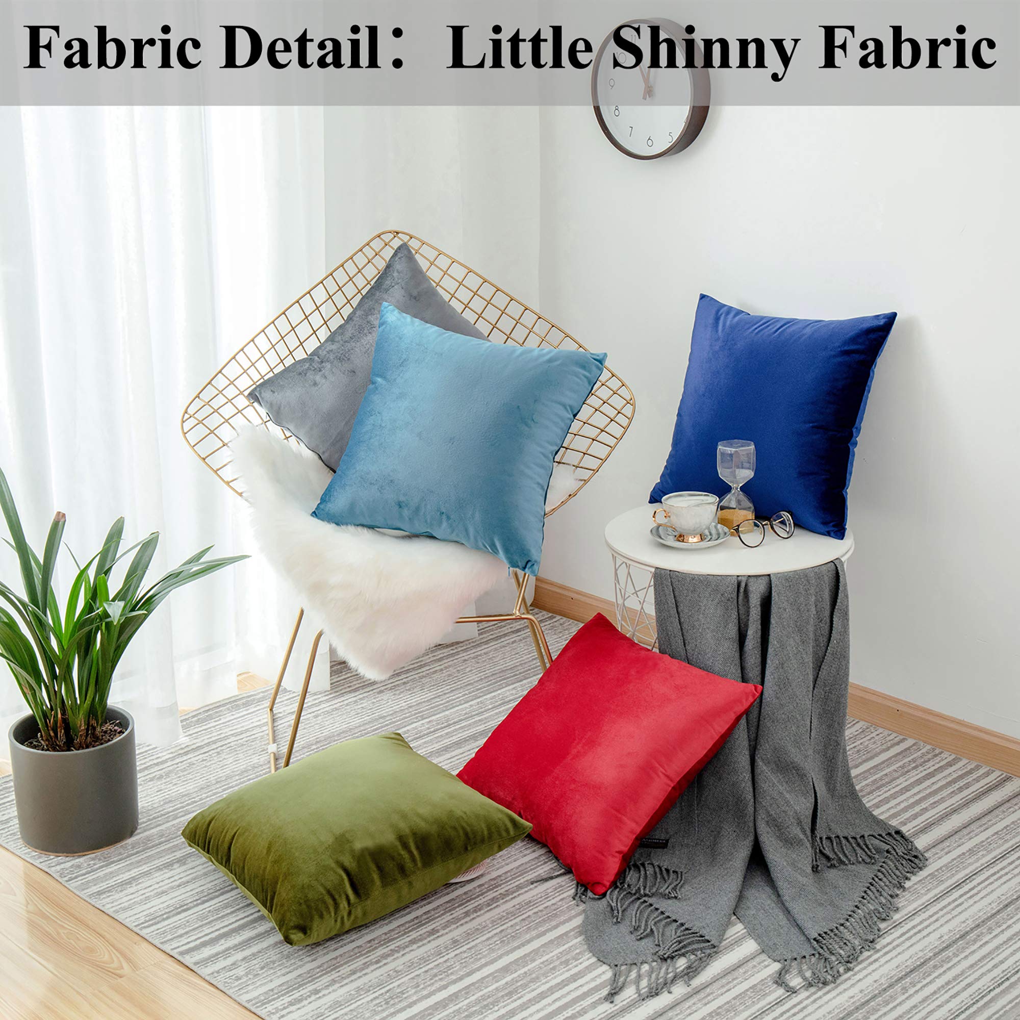 Home Brilliant Pillow Covers 18x18 inch for Couch Supersoft Velvet Square Solid Decor Pillow Case for Bench Garden Furniture, 45x45cm, Royal Blue