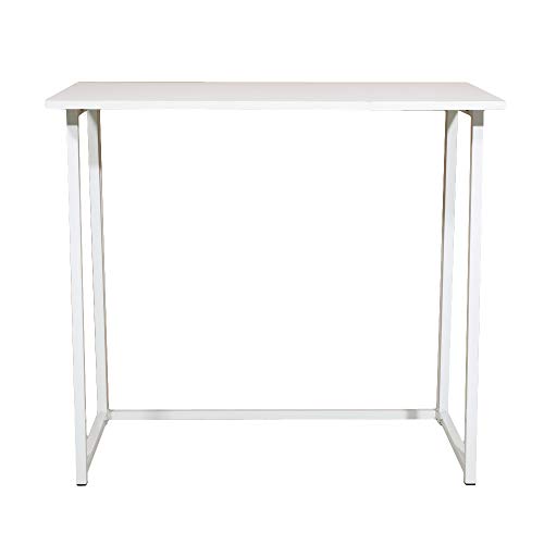Folding Computer Desk for Small Spaces, Need Assembly Space-Saving Home Office Desk, Foldable Computer Table, Laptop Table, Writing Desk, Compact Study Reading Table (White)