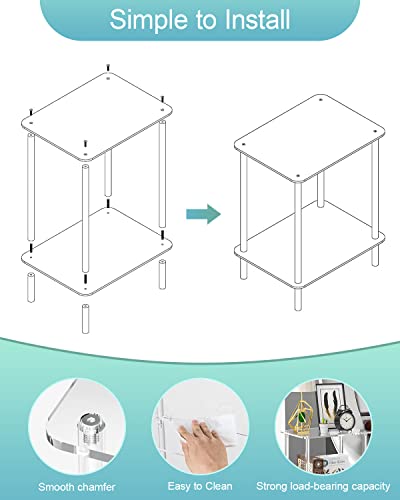 KSacry Small Acrylic Side Table for Small Spaces, 3 Tier Clear Side Table,Small Nightstand/Bedside Table/End Table for Living Room, Bedroom, Bathroom,15.75" L x 11.81" W x 20" H