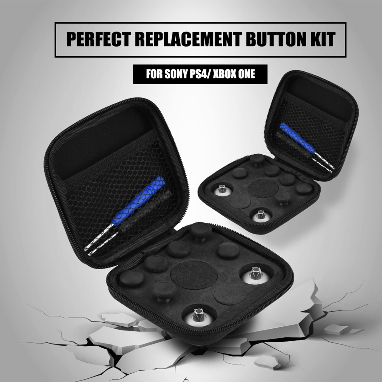Mini Joystick Button, Canvas Cloth Case High Accuracy 3 Pairs Thumb Stick for Game Console Replacement for Replacement for