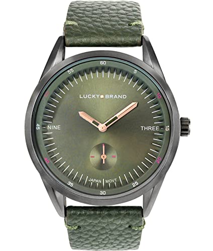 Lucky Brand Mens Watches Set Rudd Minimalist Stainless Steel Modern Aviator Quartz Japan Movement Waterproof Analog Watches (Olive)