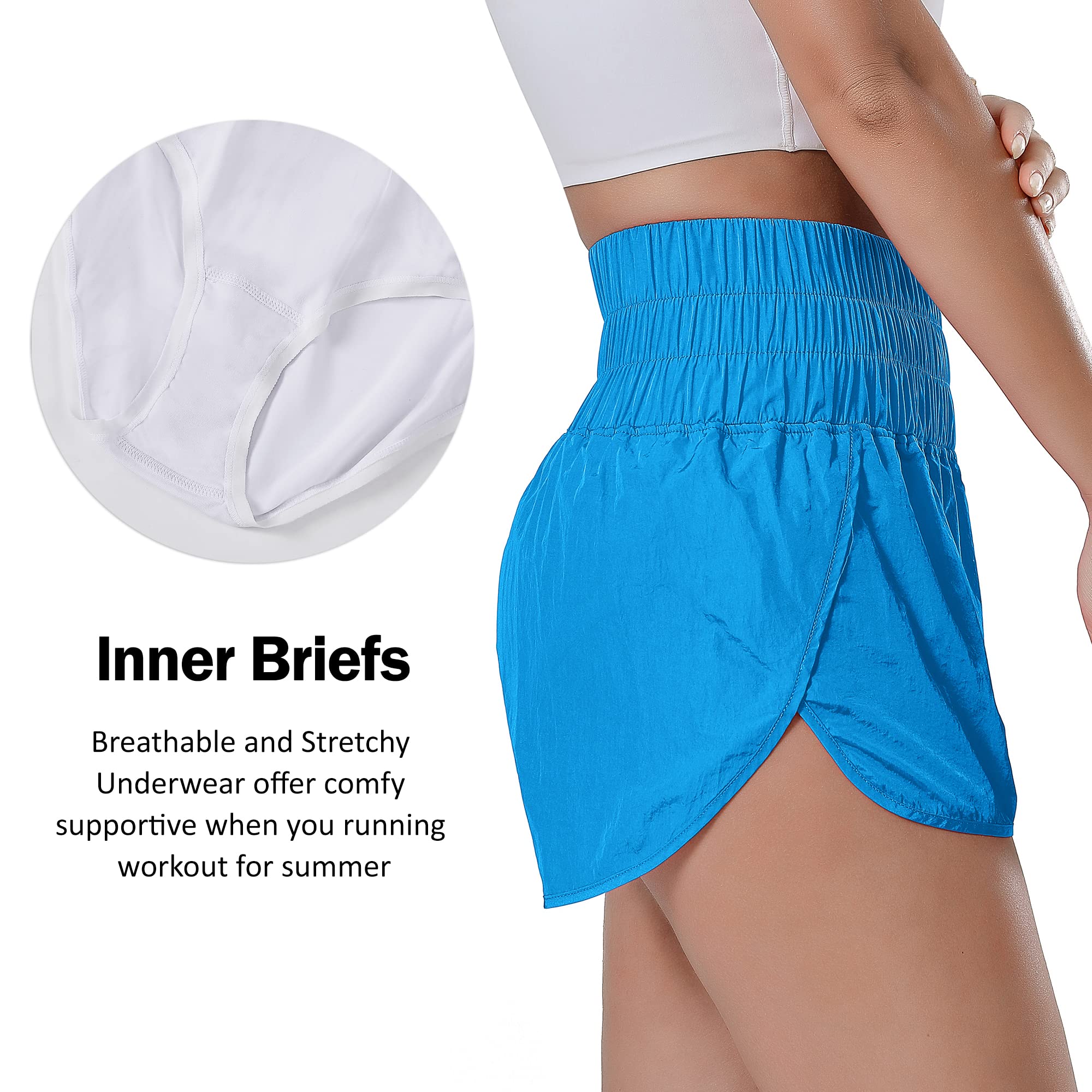 Aurefin High Waisted Athletic Shorts for Women,Womens Running Shorts with Mesh Liner Quick Dry Casual Workout Active Shorts Light Purple/L