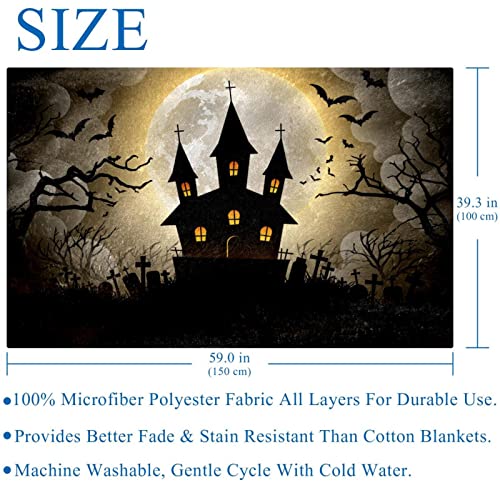 Creepy Halloween Prints Soft Warm Cozy Blanket Throw for Bed Couch Sofa Picnic Camping Beach, 150×100cm