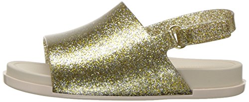 Mini Melissa Baby-Girl's Mini Beach Slide Sandal Flat, gold glitter, 7 M US Toddler