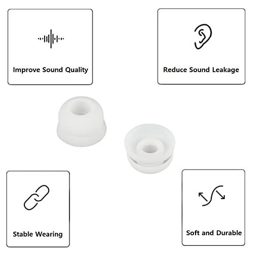 Double Flange Replacement Ear Tips Compatible with Beats Studio Buds and Beats Fit Pro,6 Pairs S/M/L Silicone Earbud Tips White