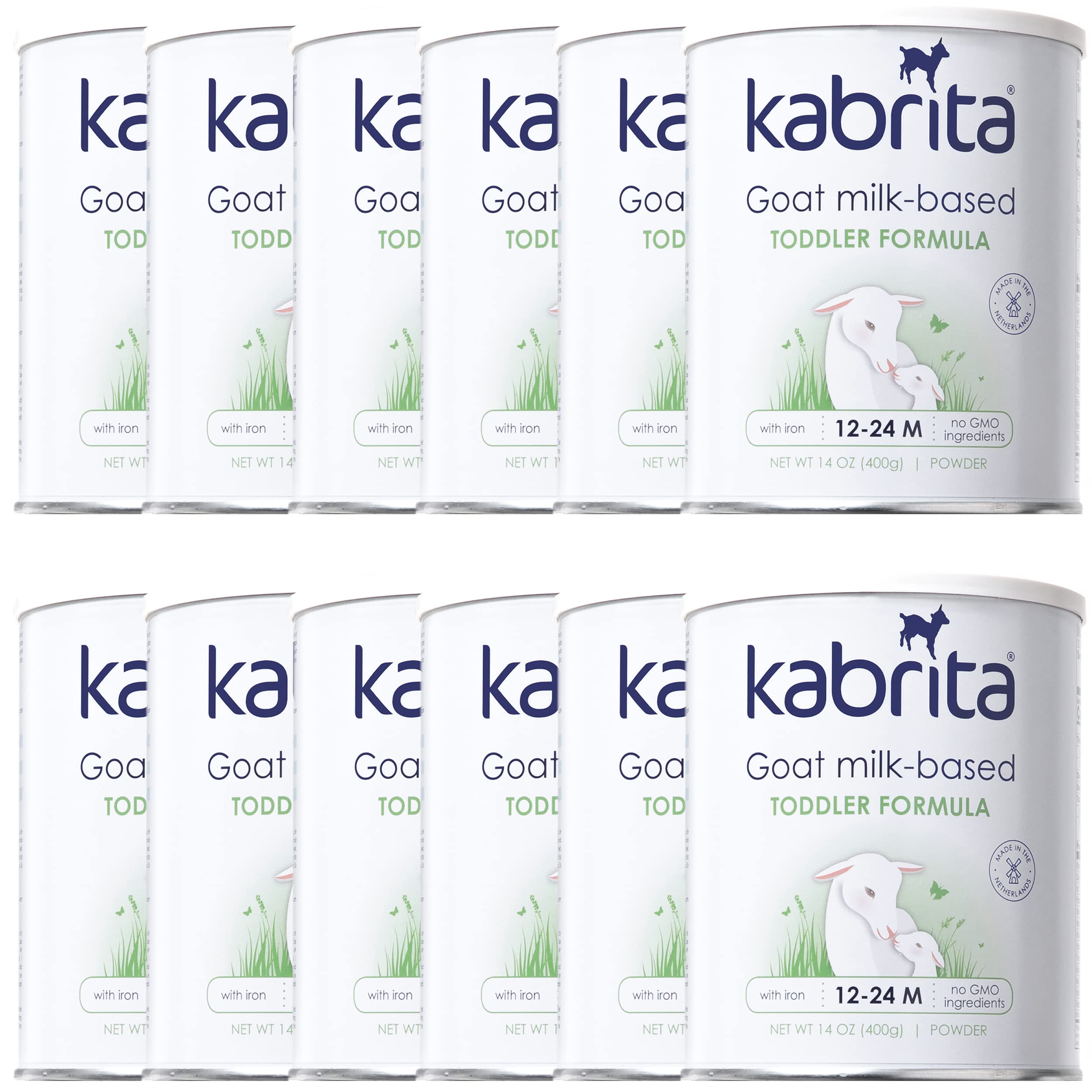 Kabrita Goat Milk Toddler Formula - Easy to Digest Baby Formula 12-24 Months - Contains Vitamin C, D, Iron, DHA, Non-GMO - Gentle on Sensitive Tummies - Formula Supporting Gut Health & Sleep - 14Oz (Pack of 12)