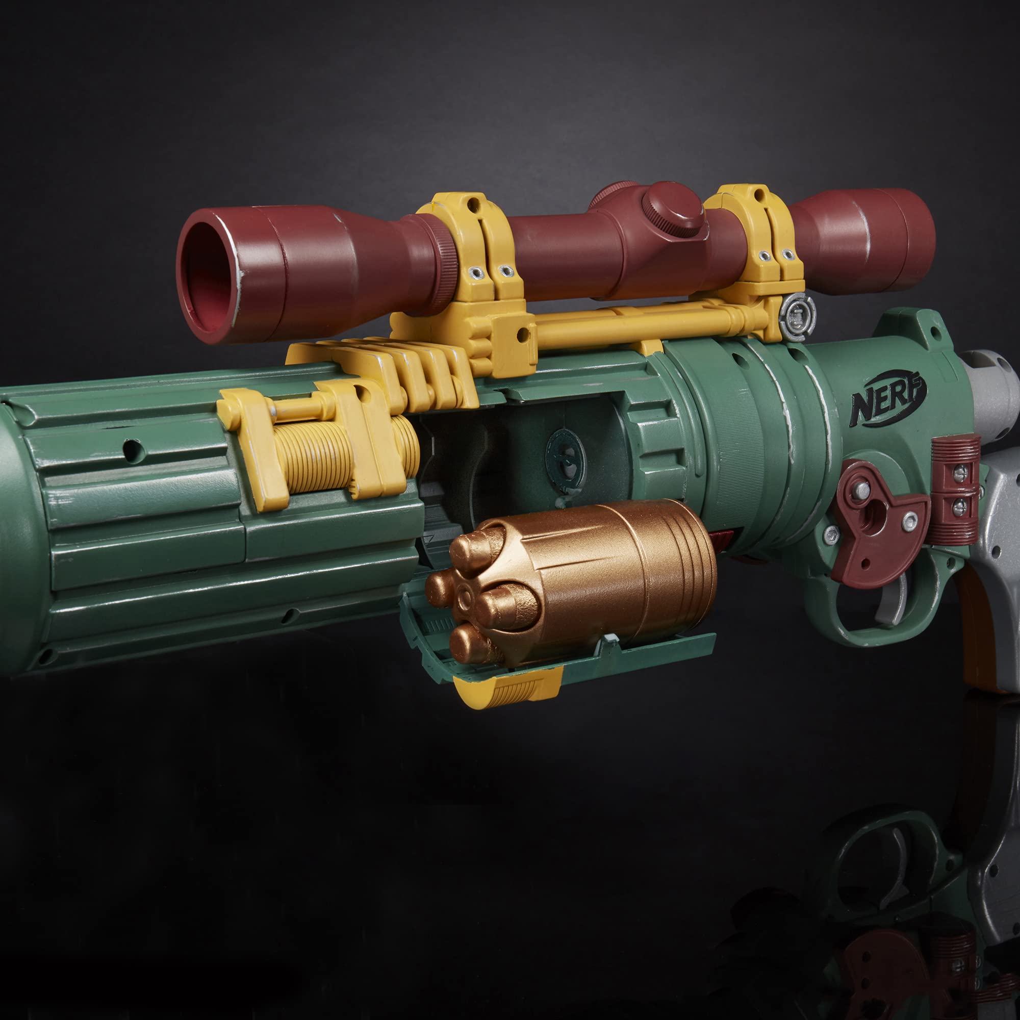 Nerf LMTD Star Wars Boba Fett's EE-3 Blaster, The Book of Boba Fett, Illuminated Scope, 3 Drums, 12 Elite Darts, Blaster Sounds