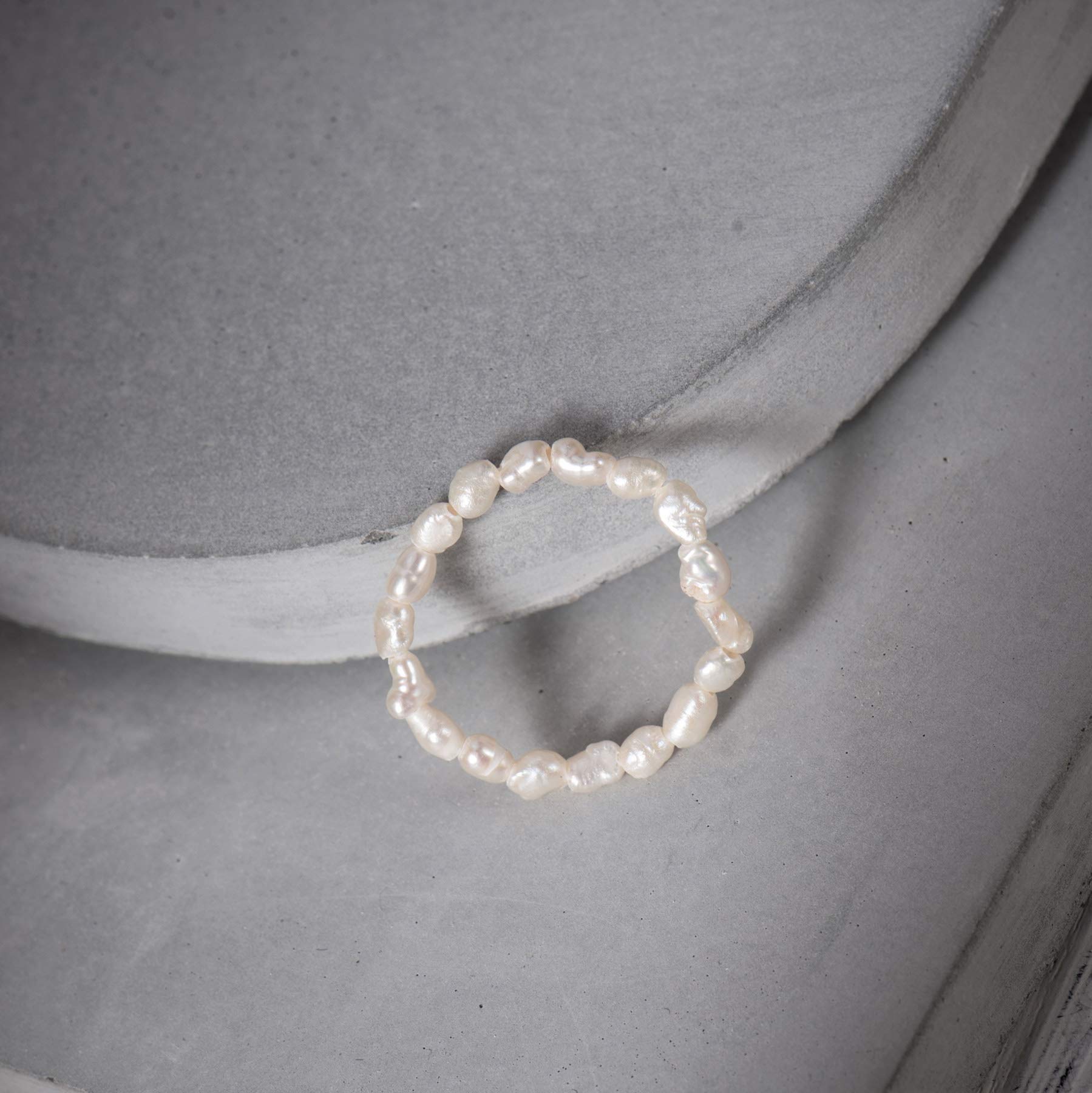 Aurelia Mae Tiny Baby Pearl Band Delicate Rice Pearl Stretch Ring Minimal Stackable Ring (7)