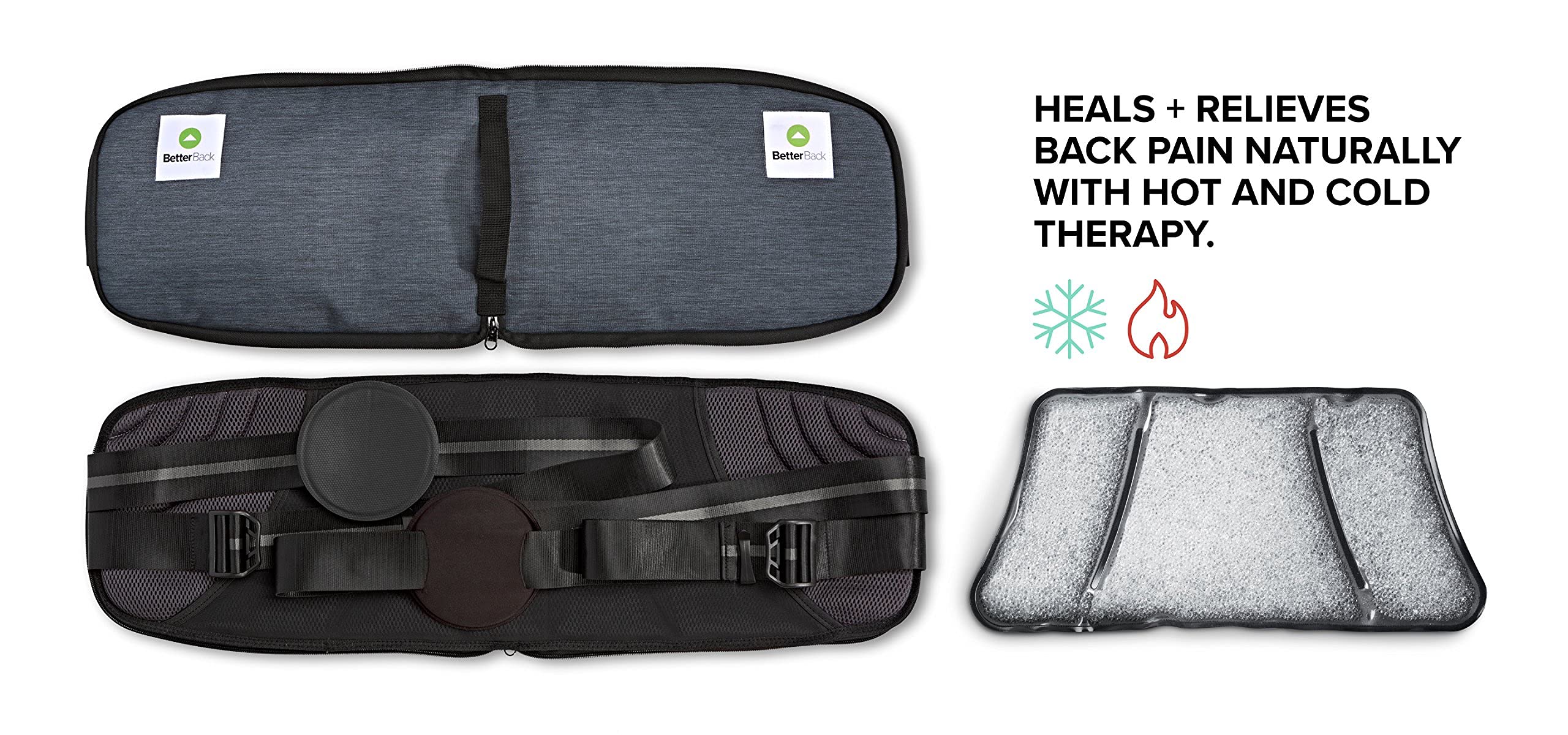 BetterBack Therapy - Sit in Perfect Posture + Lower Back Pain Relief (Heat and Ice Healing) - Portable Ergonomic Office Chair