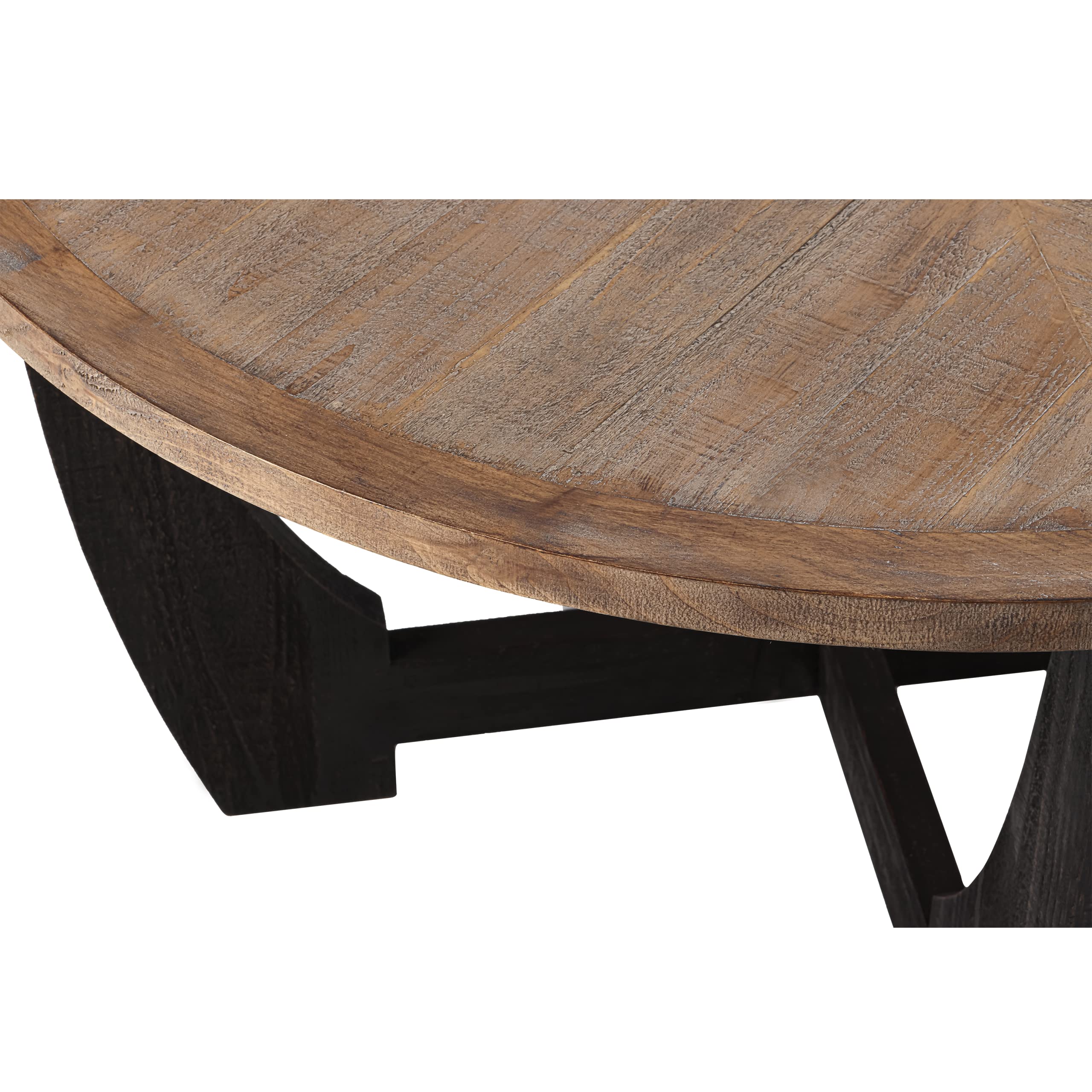 COZAYH Rustic Farmhouse End Table -2P, French Country Accent Side Table for Family, Dinning or Living Room, Small Spaces, Modern, Round, Black End Table
