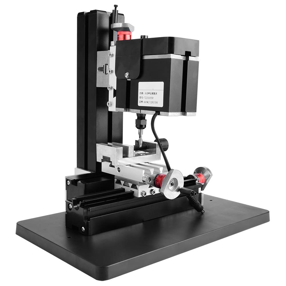 Mini Milling Machine, 60W 12000RPM Wood Plastic Milling Lathe Machine DIY Miller (100-240V US Plug)