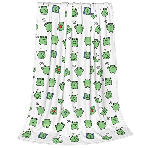 Cute Frog Soft Lightweight Fleece Throw Blankets Cozy Warm Fuzzy Plush Microfiber Blanket for Sofa Couch Bed All-Season 60"X50"