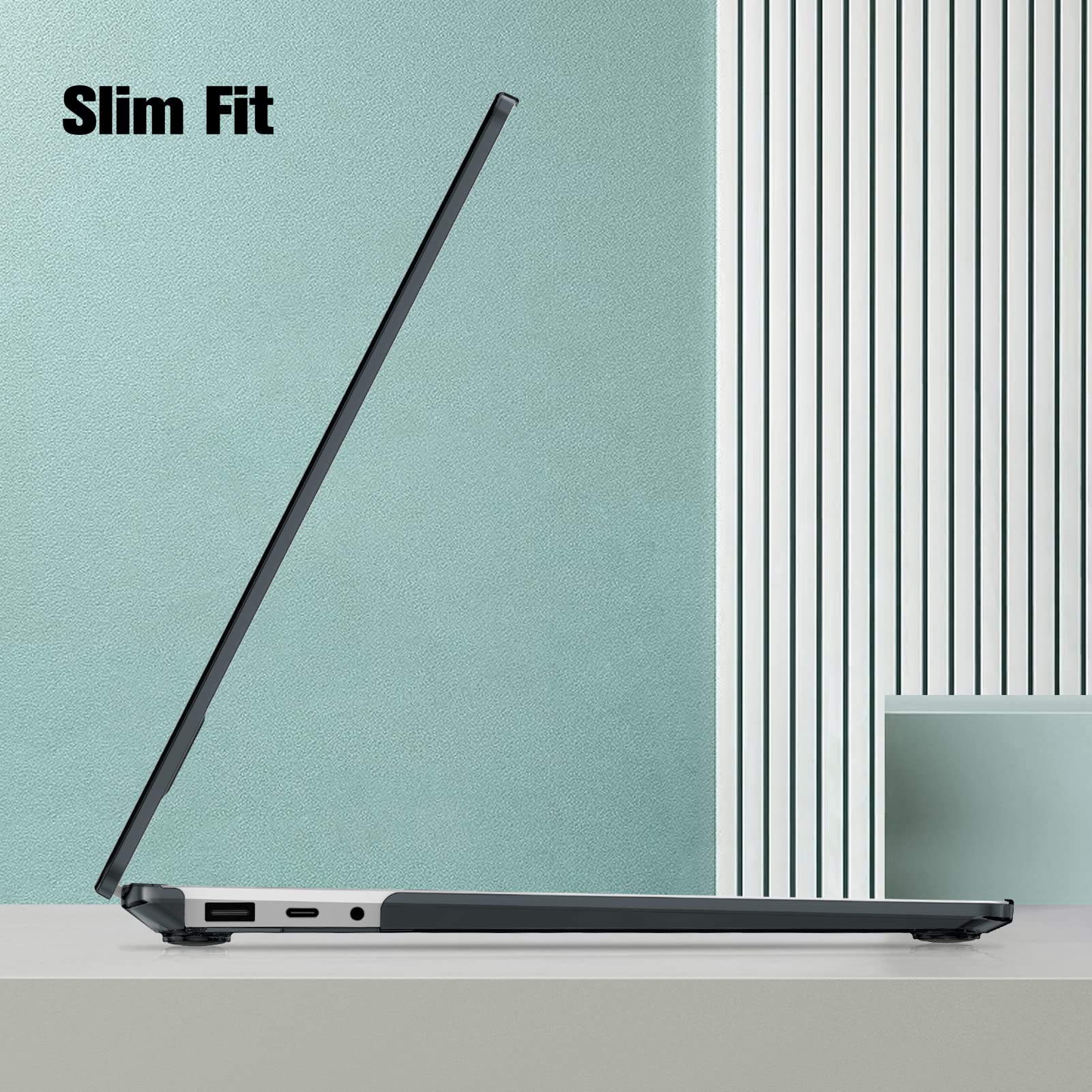 Fintie Case for 13.5 Inch Microsoft Surface Laptop 5/4/3 with Metal Keyboard (Model: 1951/1868) - Protective Slim Snap On Hard Shell Cover, Crystal Black