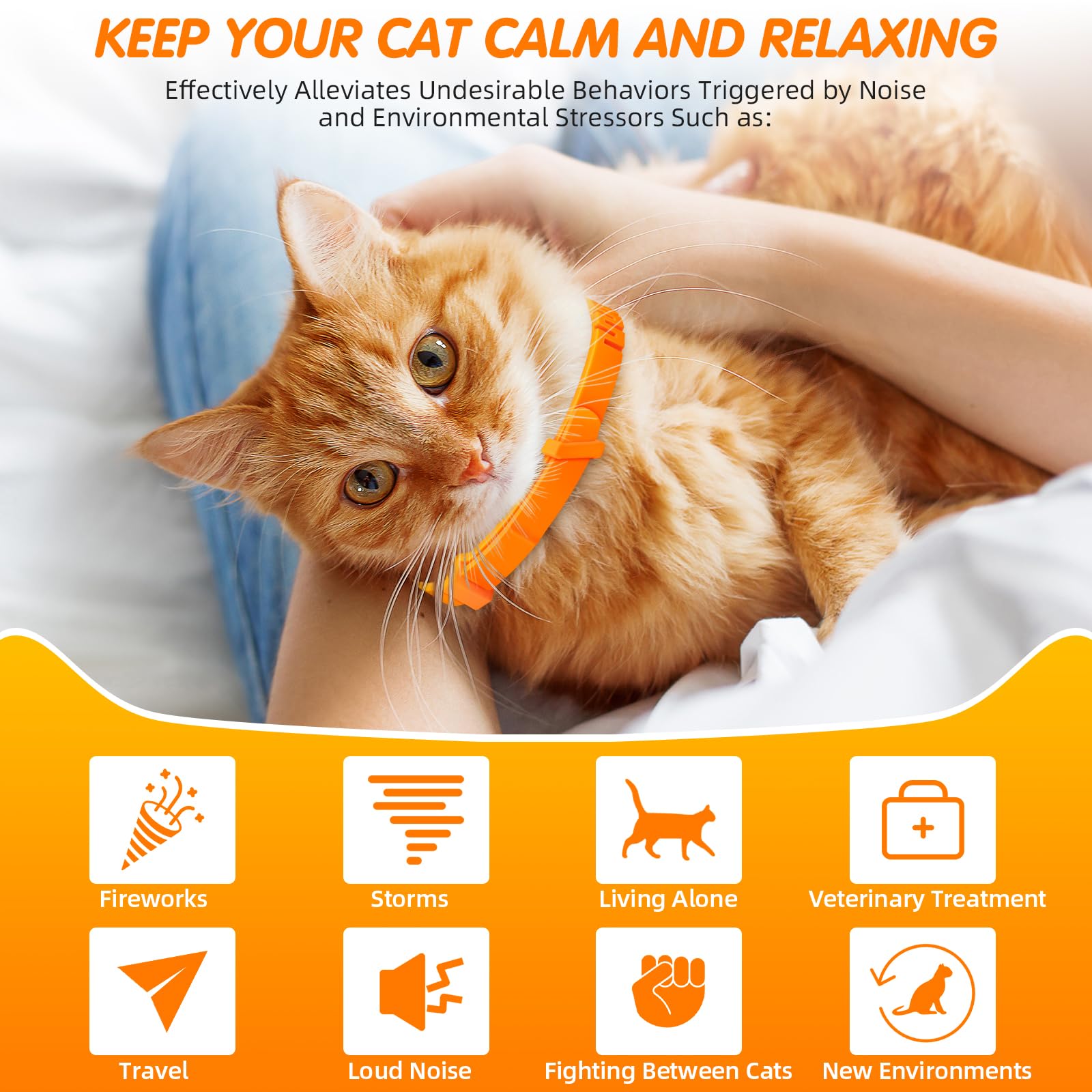 Calming Collar for Cats, Pheromone Collar for Cats, Anxiety Relief for Pets, 60-Day Long Calming Effect, Relief Anxiety Stress Separation - Suitable for Small, Medium, and Large Cats, 4 Pack