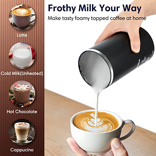 Single Serve Coffee Maker with Milk Frother, 2-In-1 Cappuccino Coffee Machine for K Cup Pod and Ground Coffee, Single Cup Brewer Compact Latte Maker with 30 oz Detachable Reservoir, Black