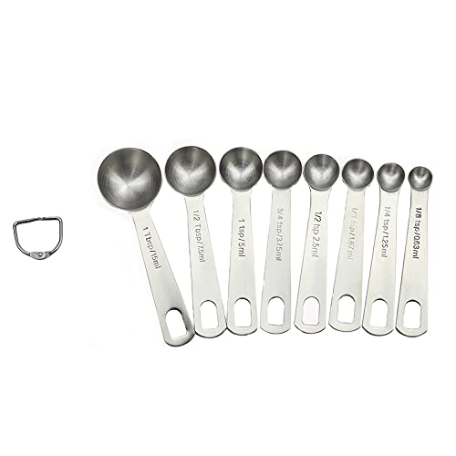 MEKBOK Magnetic Measuring Spoons Set, Dual Sided, Stainless Steel, Fits in Spice Jars, Black, Set of 8