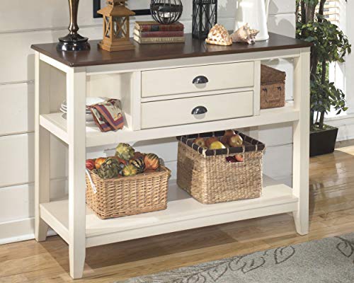 Signature Design by Ashley Whitesburg Cottage Dining Room Server with 2 Storage, Brown & White