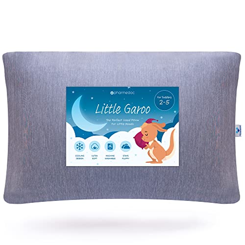 Pharmedoc Little Garoo Sleeping, Travel, Mini Polyester Pillow with Pillowcase for Toddler 14x19, 1 Count (Pack of 1), Grey Cooling