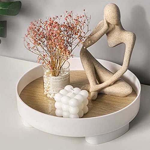FIZZOQI Plastic Cosmetic Storage Shelf Condiment Rack Tabletop Rack Desk Round Tray Pantry Room Organizer Rack Household Restaurant Storage Rack