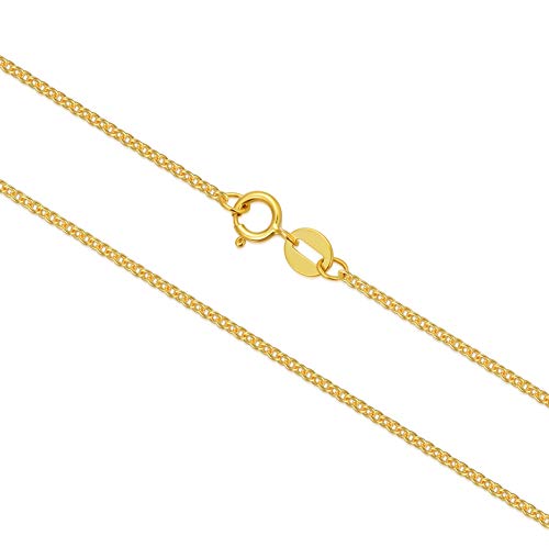 BEBEWO 14K Yellow Gold 1mm, 1.35mm Cable Chain Necklace for Women, Solid Gold Spring Clasp O Cable Chain Necklace 16inch-20inch