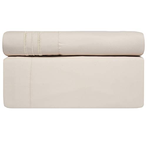 King Size Sheets - Breathable Luxury Bed Sheets with Full Elastic & Secure Corner Straps Built In - 1800 Supreme Collection Extra Soft Deep Pocket Bedding Set, Sheet Set, King, Beige