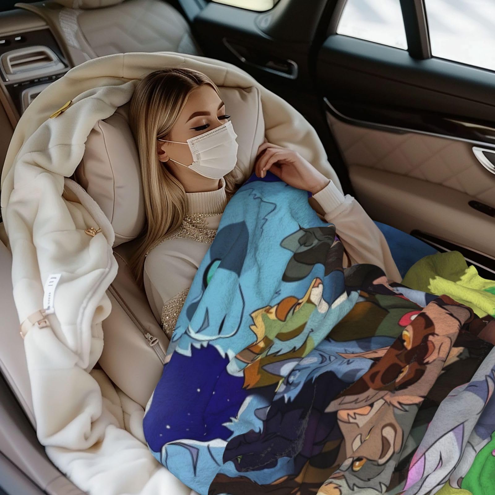 Cartoon Music Monster Cat Throw Blanket, Super Soft Flannel, Warm, Bed/Sofa/Travel (50"x40", The cat-2)