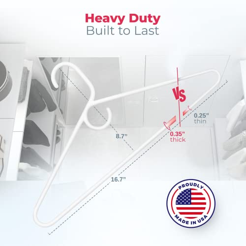 Neaties Heavy Duty Plastic Hangers Bulk (6, 12, 18, 24, 30, 36, 54, 72, 108 or Hangers 24 Pack) Strong Clothes Hangers Bulk | Coat Hangers Plastic, Hangers Heavy Duty, Plastic Hanger (White 24 Pack)