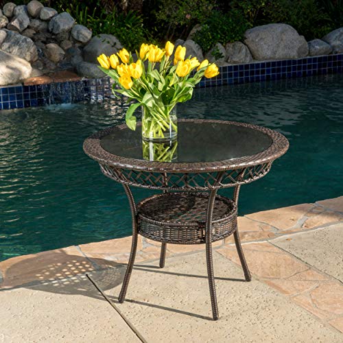 Christopher Knight Home Figi PE 34" Glass Table, Multibrown