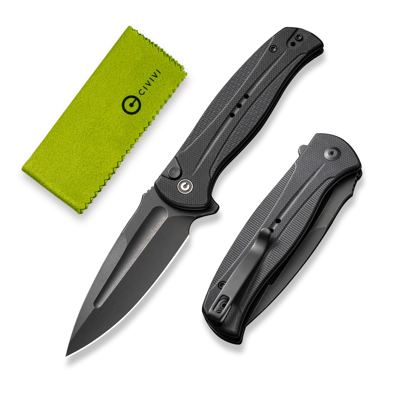 CIVIVI Incindie Pocket Knife for Men, Folding Knife with 3.48" Damascus Blade Milled G10 Handle for EDC C23053-DS1 (Ivory)