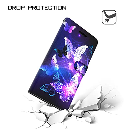 EnCases for iPhone 14 Pro Max Case,iPhone 14 Pro Max Wallet Case with Hand Strap PU Leather Clip Flip Case for Apple iPhone 14 Pro Max Card Holder (Stand Feature) for iPhone 14 Pro Max Case Butterfly