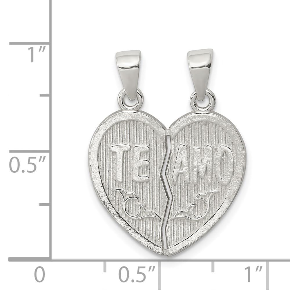 Auriga Fine Jewelry 925 Sterling Silver Polished Teamo Break Apart Heart Pendant Gift for Women