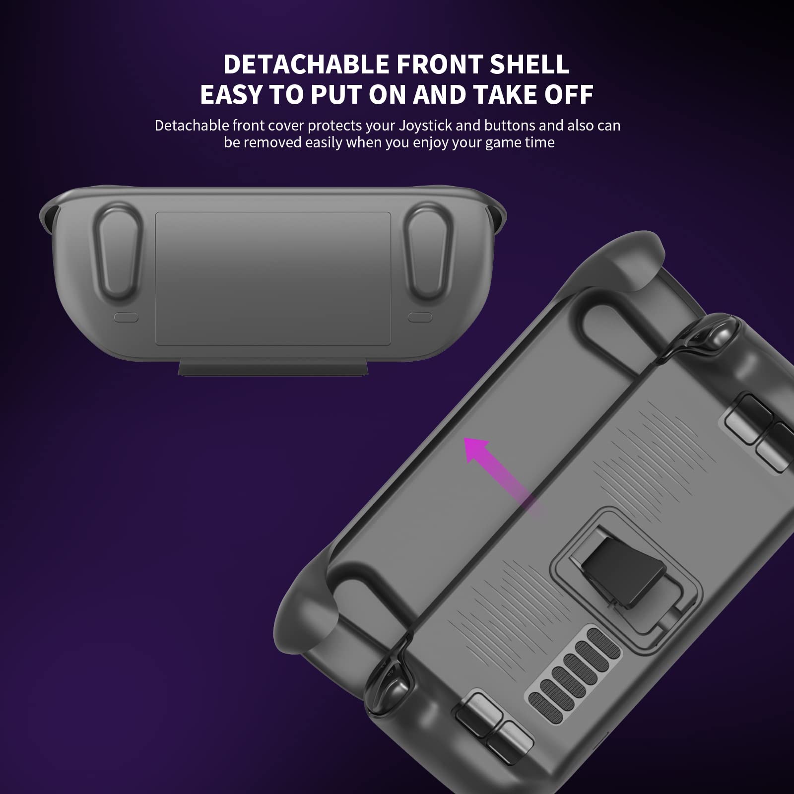 BRHE Steam Deck/OLED Case Rugged Armor Protective Case Designed for Steam Deck/OLED TPU Cover with Absorption Anti-Scratch Cover Protector Steam Deck/OLED Accessories Black