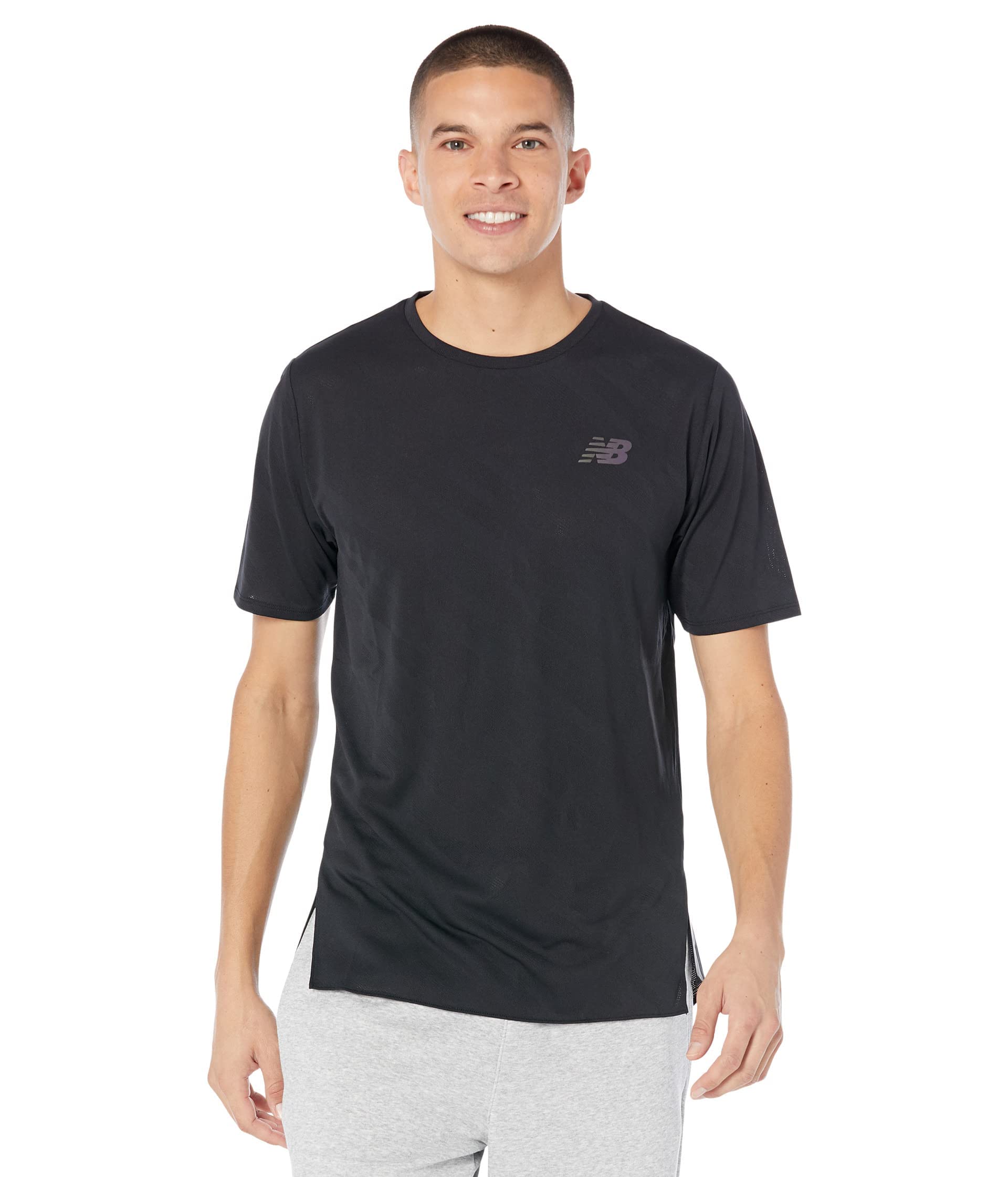 New Balance Men's Q Speed Jacquard Short Sleeve, Black, 4X-Large