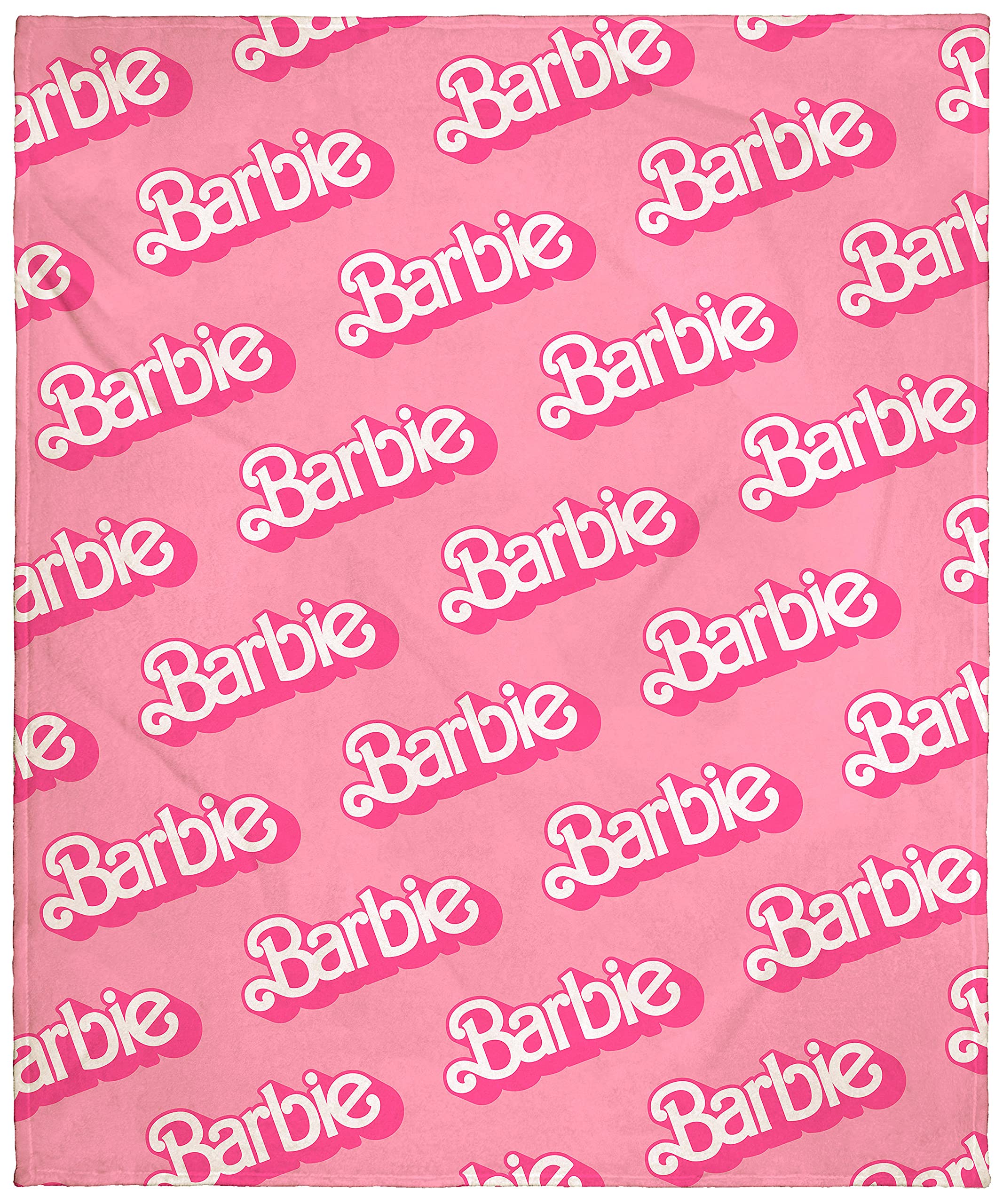 Mattel Barbie Logo On Repeat Soft Cuddly Plush Fleece Throw Blanket Wall Scroll