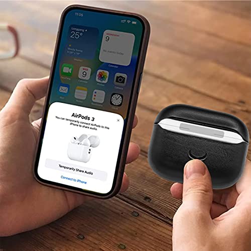 CRETANBULL Genuine Leather Airpods 3 Case β Airpods 3rd Generation Case Compatible with Magsafe & Supports Wireless Charging β Pop Out Your Airpods with Ease (Onyx)