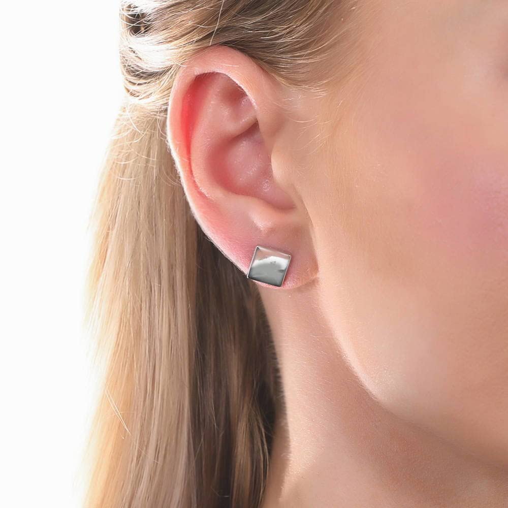 BERRICLE Sterling Silver Fashion Stud Earrings for Unisex, Rhodium Plated