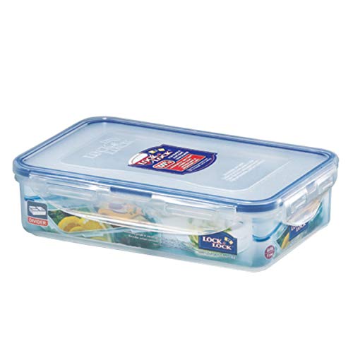 LocknLock Easy Essentials On The Go Meal Prep Lunch Box, Airtight Containers with Lid, BPA Free, Rectangle (3 Section) -27 oz, Clear