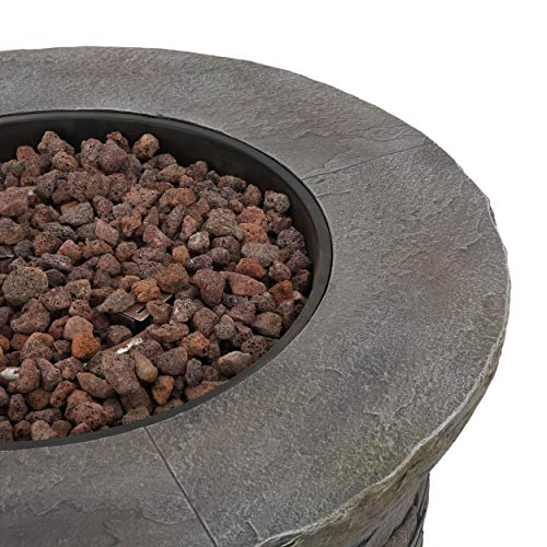 Christopher Knight Home Blaeberry Outdoor Circular Firepit, Natural Stone Finish