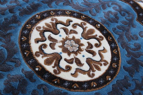 Kingdom Traditional Area Rug Design D 123 Blue (5 Feet X 7 Feet)