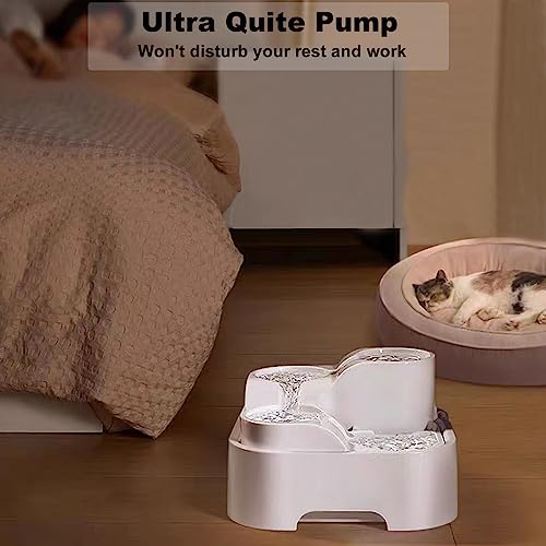 Kopmath Cat Water Fountain for Multiple Pets, 4 Tiers, 95oz/2.8L, Whisper Quiet Pump, Scientific Filtration, Easy to Set up & Clean, Emergency Water Storage, Large Dog Water Dispenser, with Power Plug