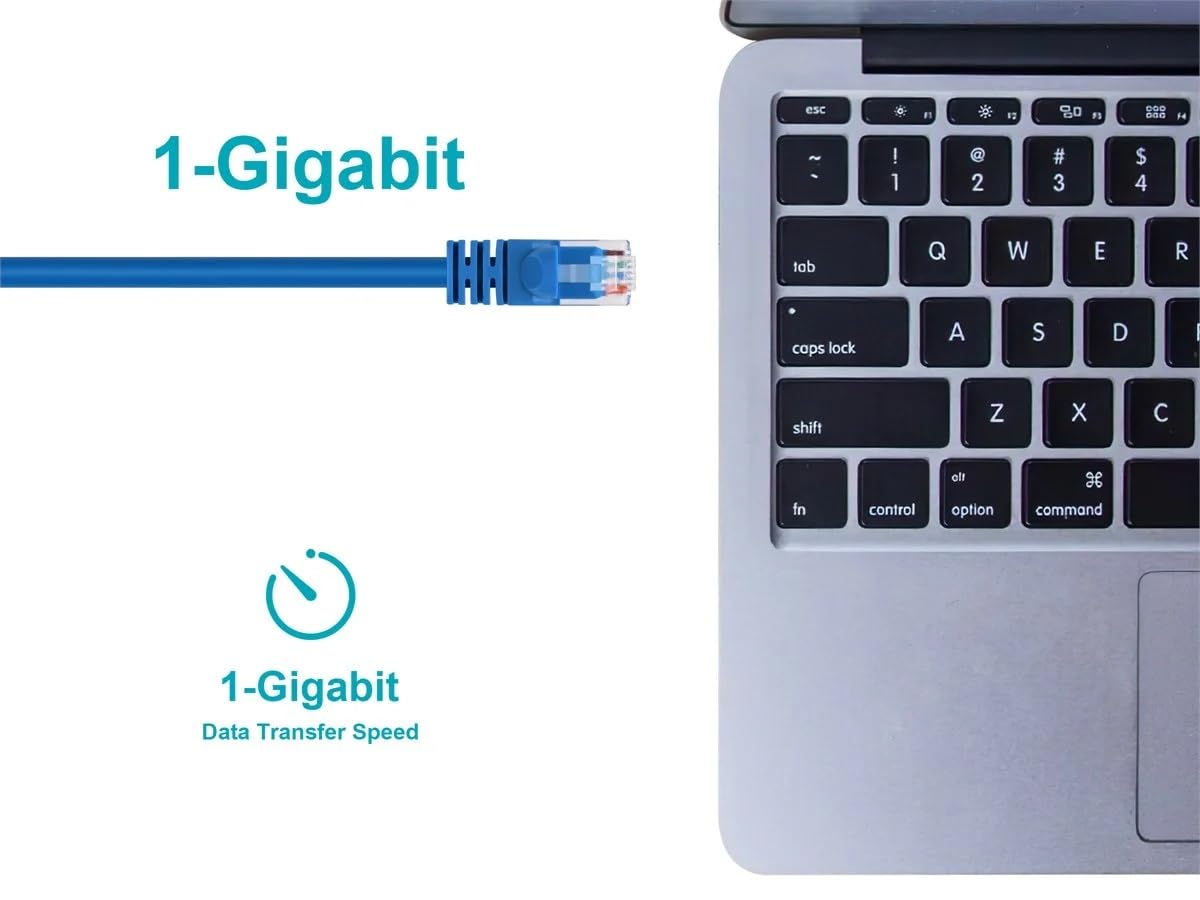 Monoprice Cat5e 6in Blue Patch Cable UTP 24AWG 350MHz Pure Bare Copper Snagless RJ45 Fullboot Series Ethernet Cable