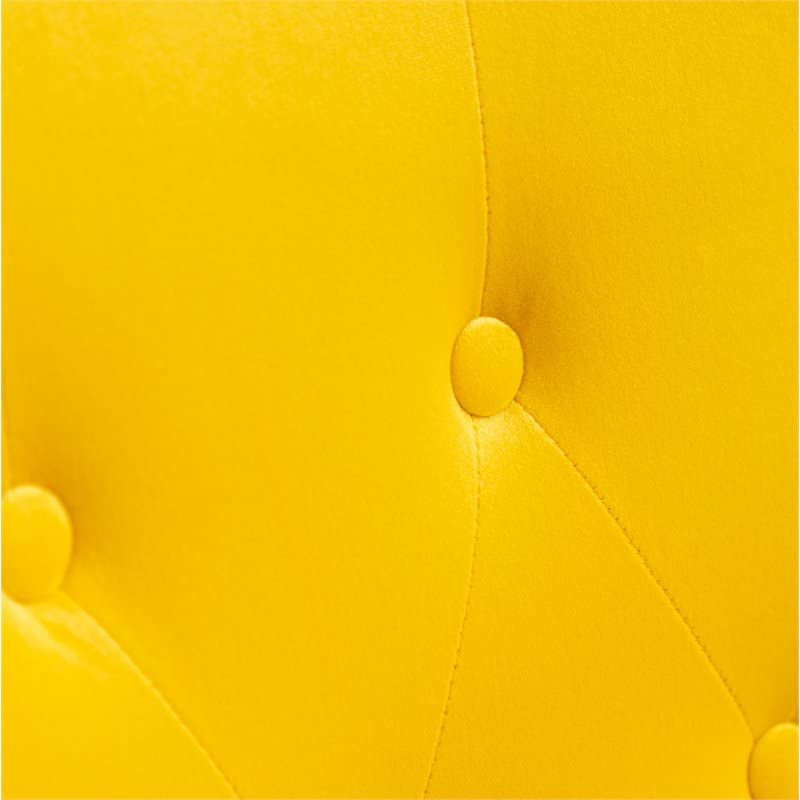 Roundhill Furniture AC155YL Doarnin Silky Velvet Tufted Button Accent Chair, Yellow 30D x 41.5W x 26.8H in